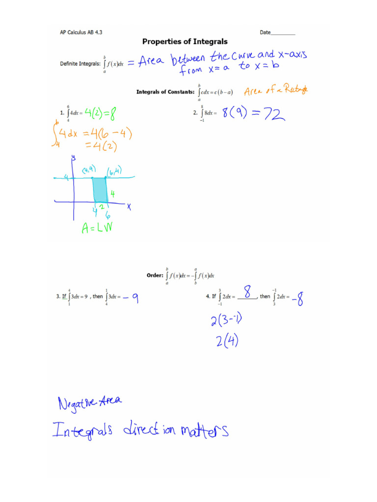 2+Properties+of+Integrals FILL | PDF