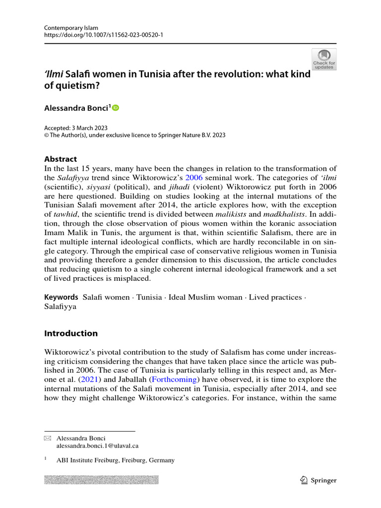 Alessandra Bonci - Ilmi Salafi Women in Tunisia After The Revolution ...