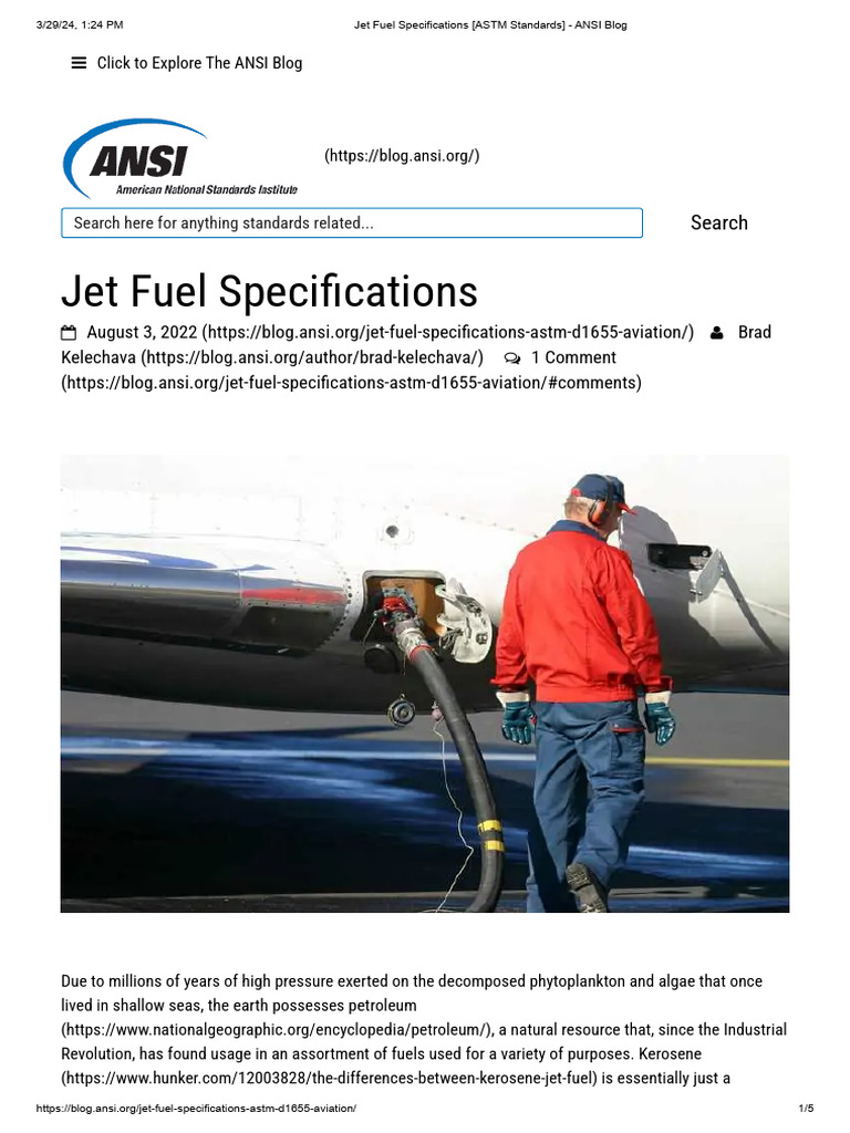 Jet Fuel Specifications (ASTM Standards) - ANSI Blog | PDF | Jet Fuel ...