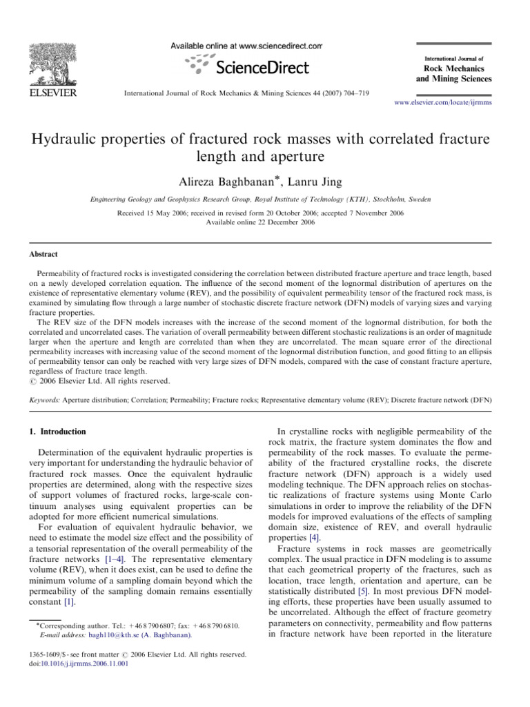 Hydraulic properties of fractured rock masses with correlated fracture ...