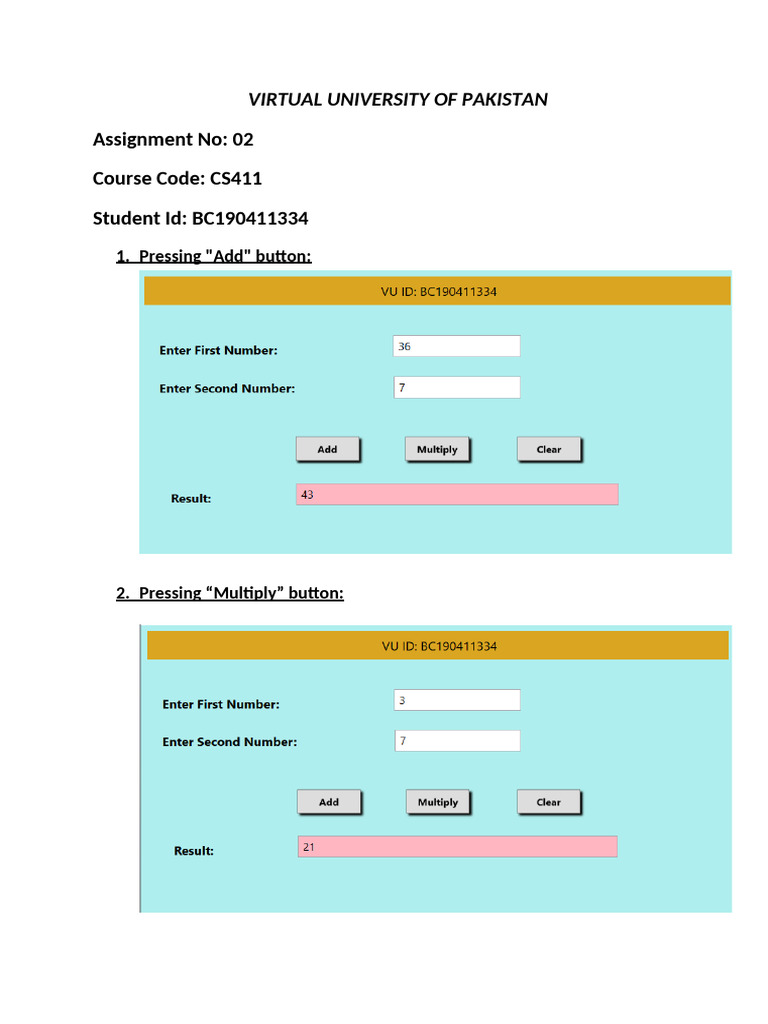 Spring 2024 - CS411 - 2 - BC190411334 | PDF | Computer Engineering | Computer Programming
