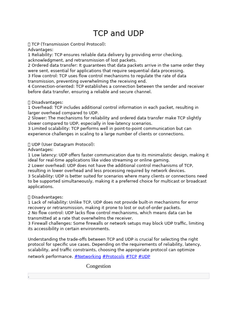 TCP UDP | PDF | Transmission Control Protocol | Network Congestion