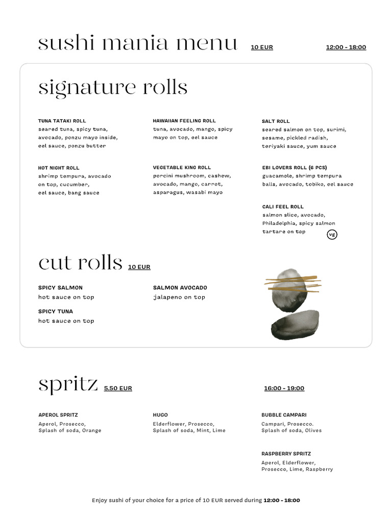 Final Menu Sushi Drinks Print | PDF | Martini (Cocktail) | Alcoholic Drinks