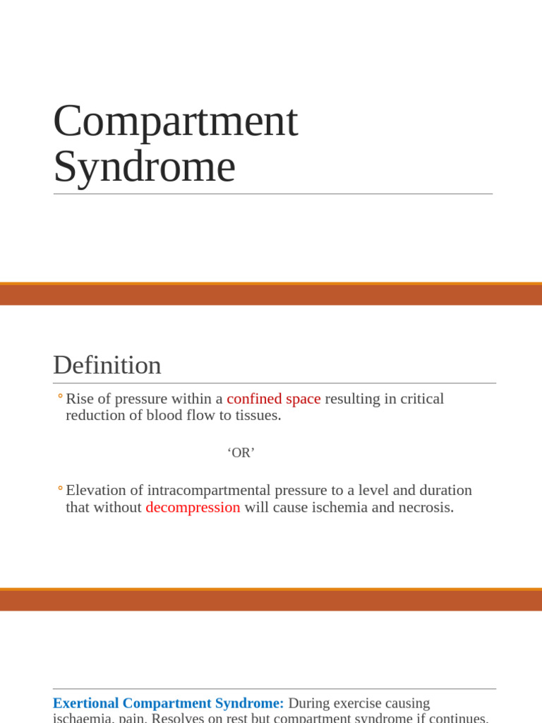Compartment Syndrome Overview and Management | PDF | Ischemia ...
