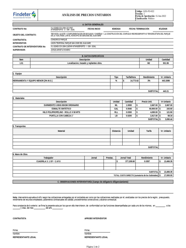 Apu Formato Findeter | PDF