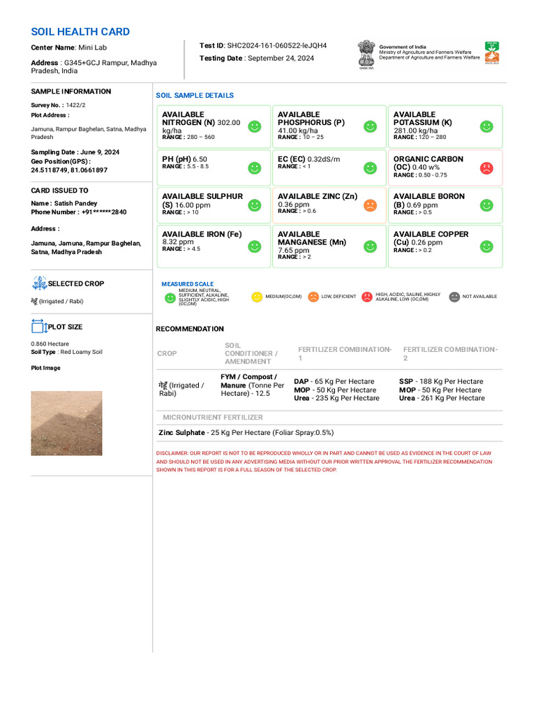 Soil Health Card | PDF | Fertilizer | Soil