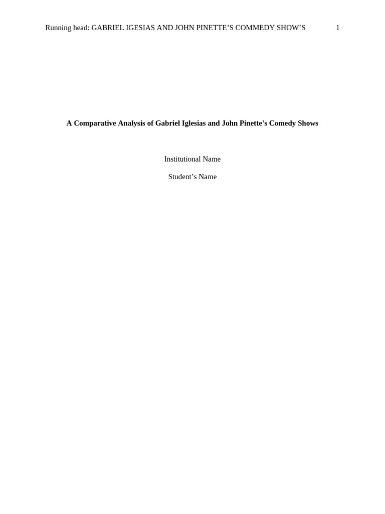 Comparison Essay | PDF | Stand Up Comedy | Comedy