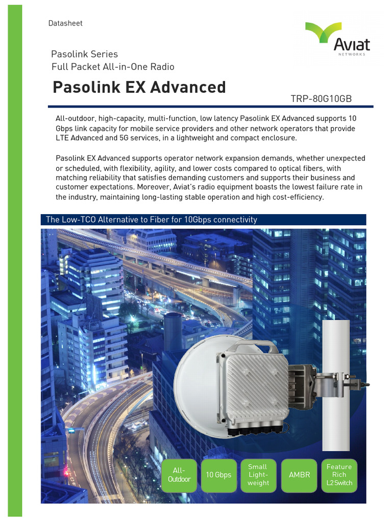 Aviat Pasolink EXA Short Datasheet Jun24 | PDF | Radio | Network Switch