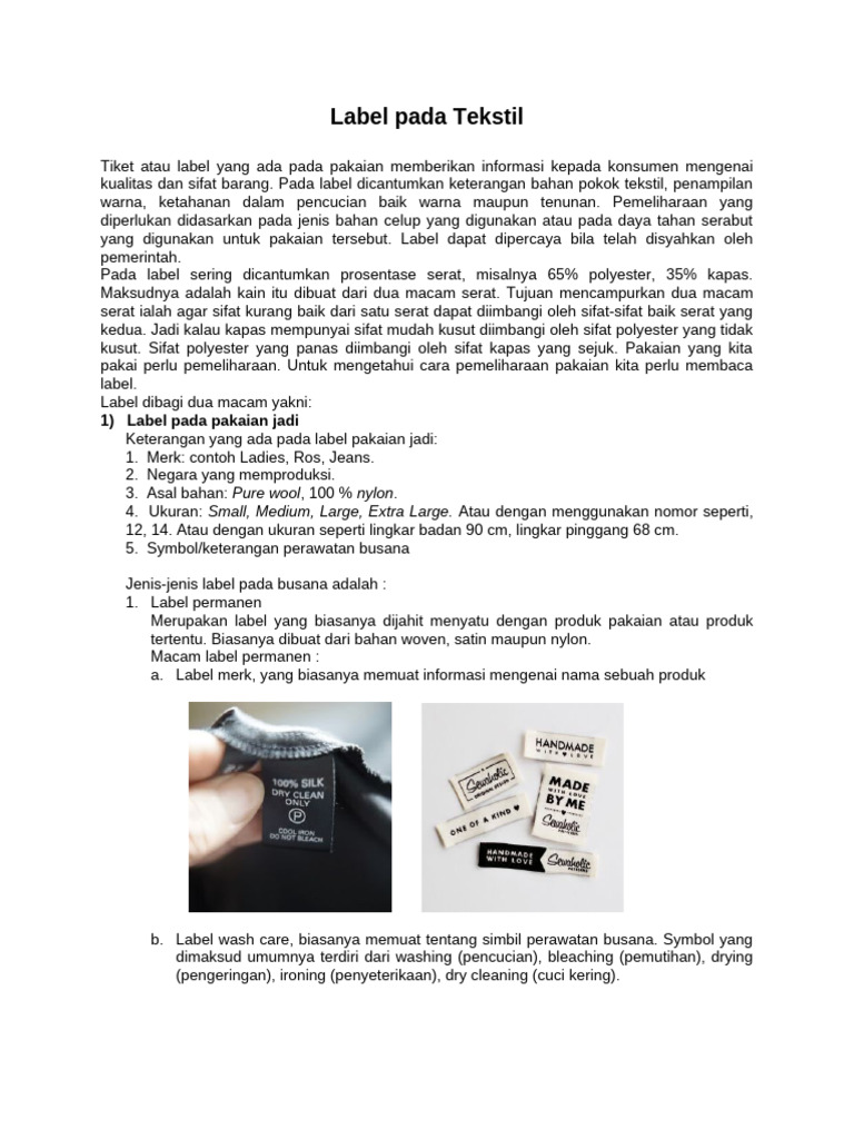 Materi Label Pada Tekstil | PDF