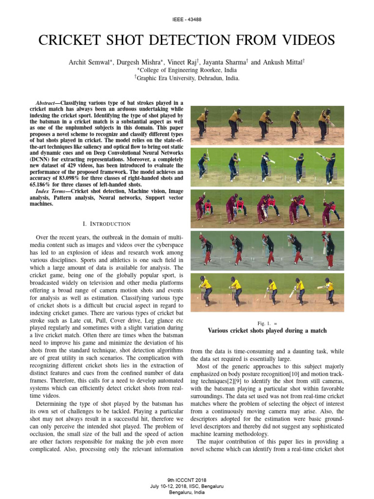 Cricket Shot Detection Using DCNN | PDF | Support Vector Machine ...