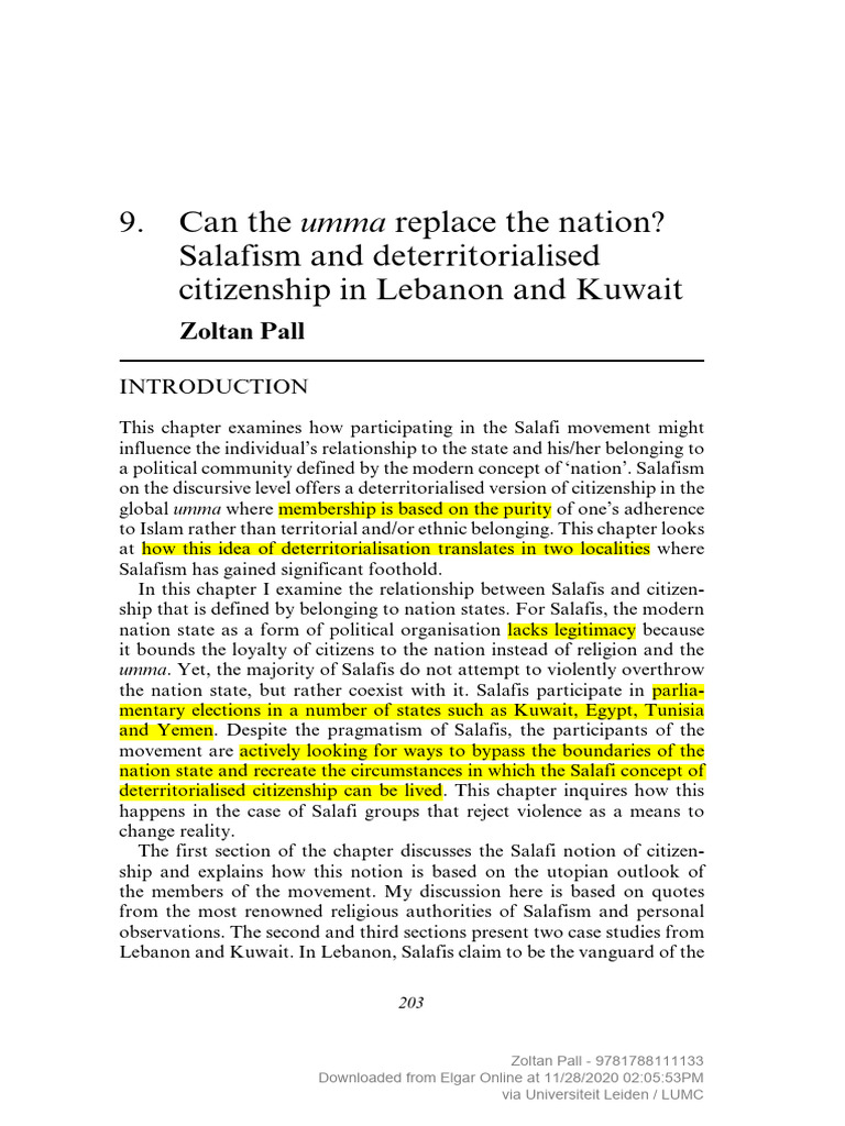 Zoltan Pall - Can The Umma Replace The Nation Salafism and ...