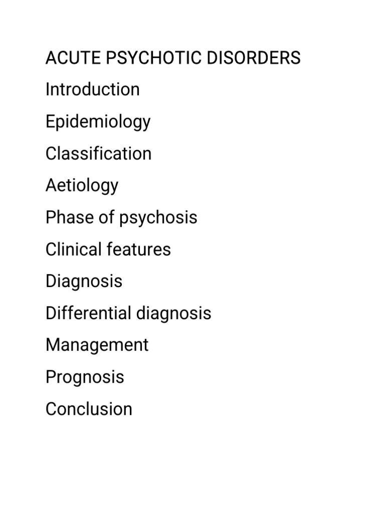 Rexto Acute Psychotic Disorders | PDF
