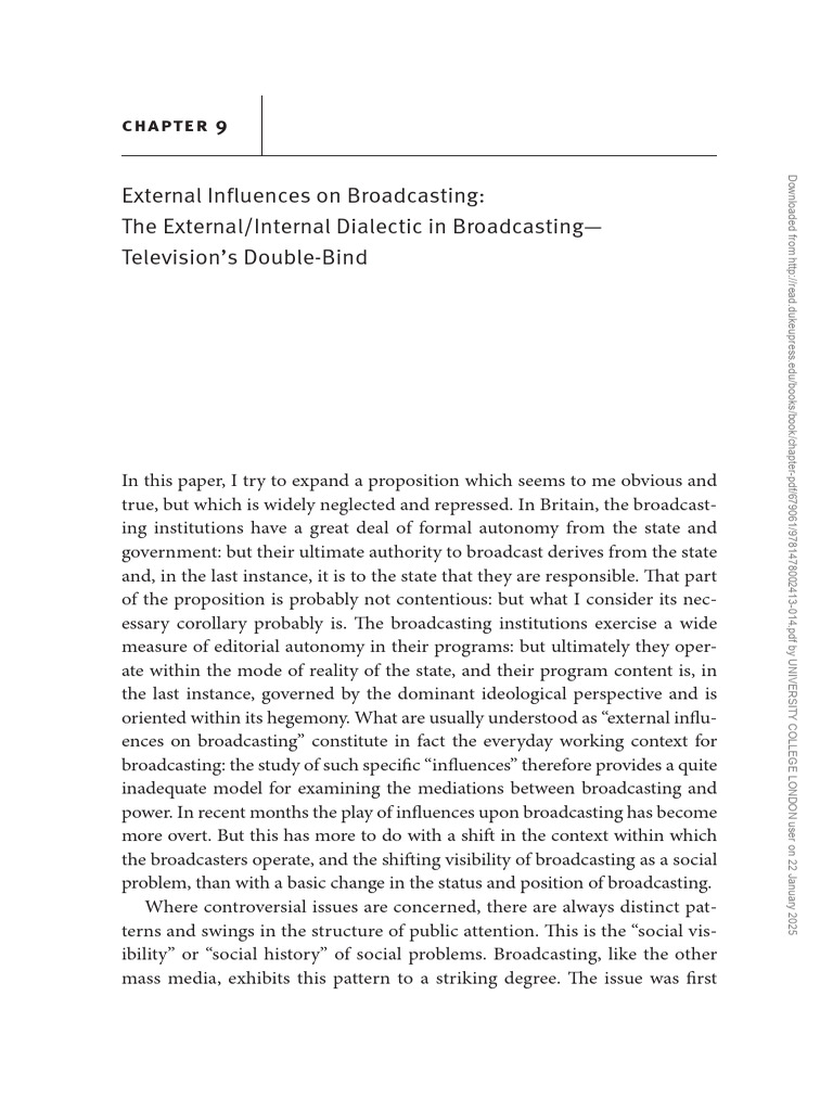 External Influences On Broadcasting The External-Internal Dialectic in ...