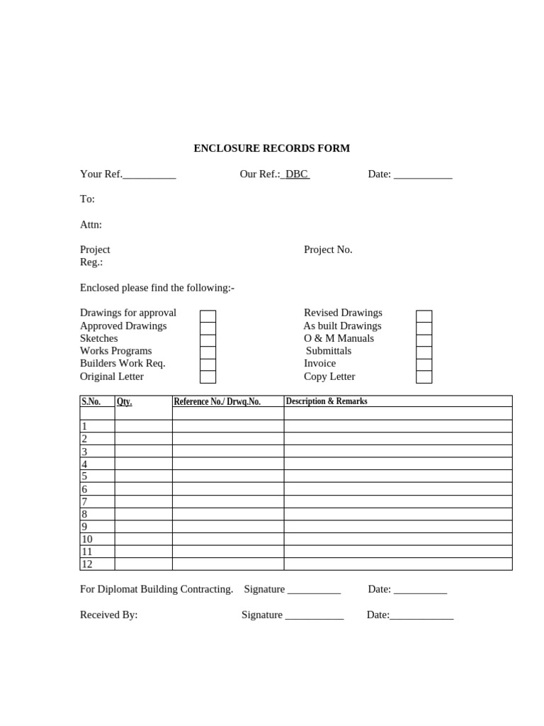 Enclosure Records Form | PDF