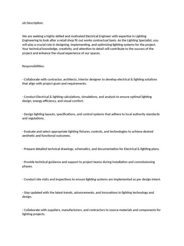 Lighting job | PDF | Lighting | Engineering