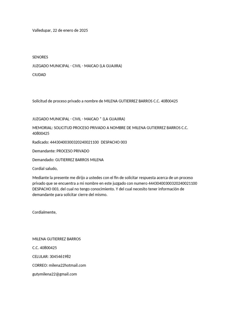 Juzgado Milena 2025 | PDF