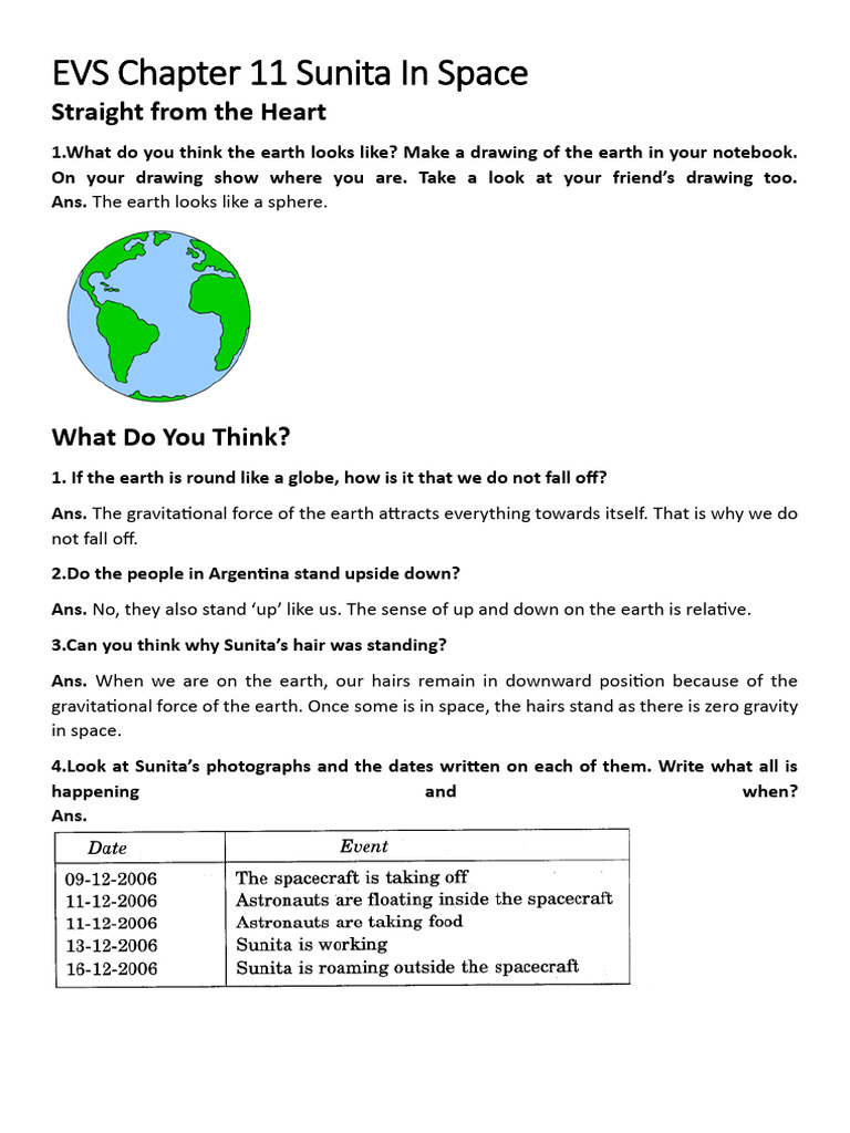 EVS Chapter 11 Sunita in Space | PDF | Moon | Gravity