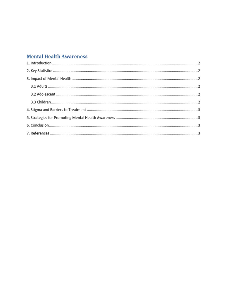 CSE Table of Content Document | PDF | Mental Health | Mental Disorder