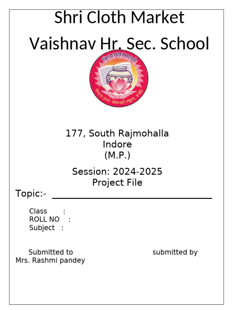 Class 12 Project File Template | PDF