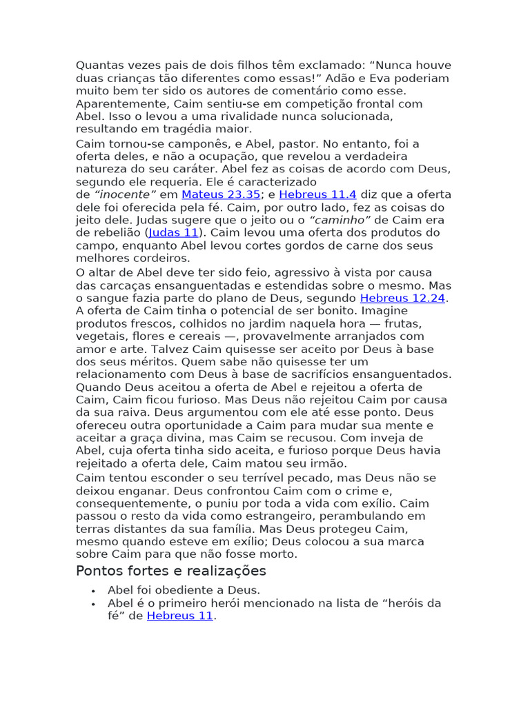 Caim e Abel...Set24-Estudos | PDF | Fé | Deus