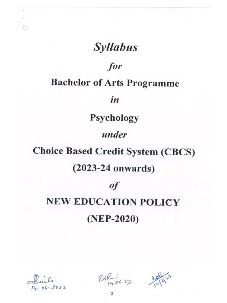 Psychology (CBCS) Syllabus | PDF