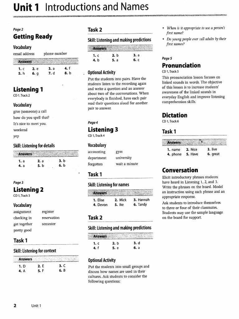 Tactics for Listening Basic Answer Key [Www.languagecentre.ir] (1) | PDF