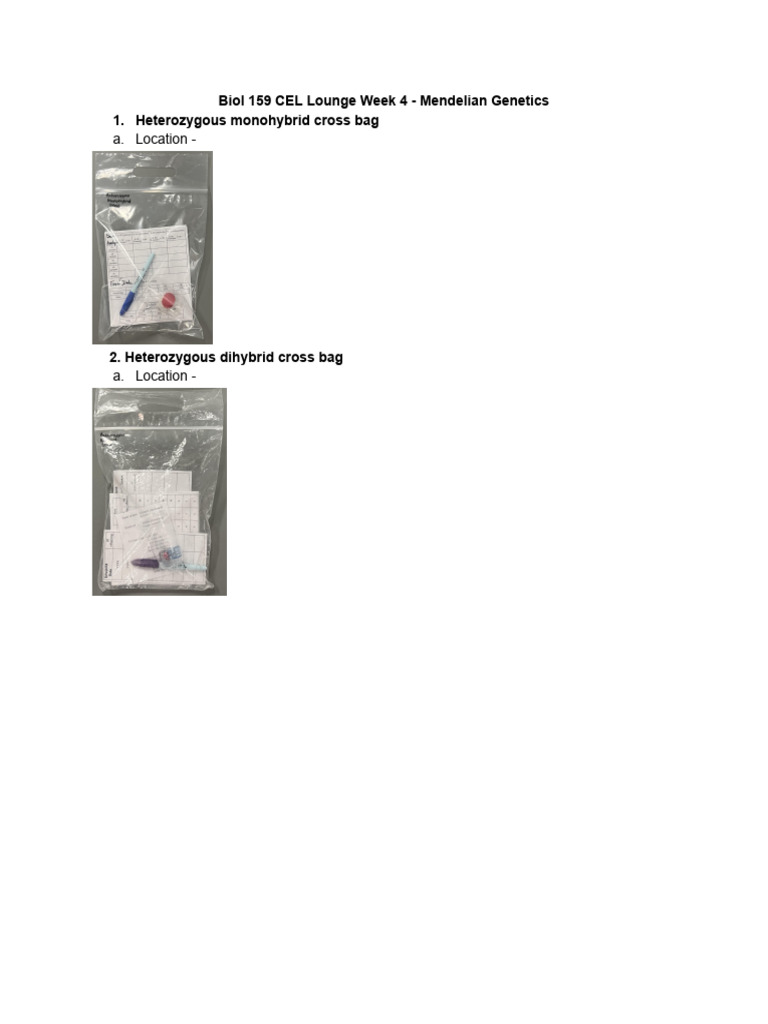 Biol 159 Mendelian Genetics Photos | PDF