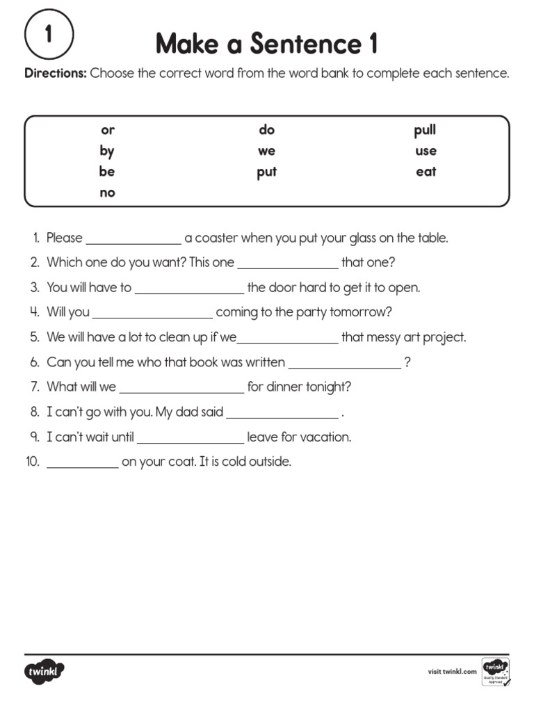 Second Grade Make A Sentence Writing Activity | PDF