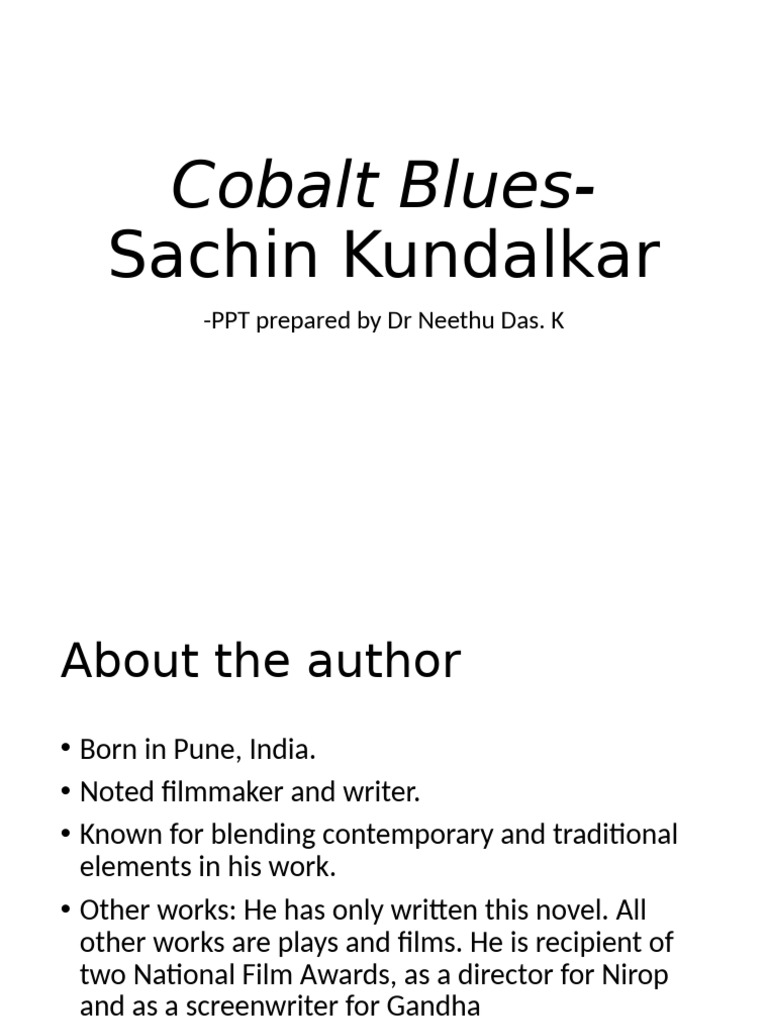 Cobalt Blues-Sachin Kundalkar | PDF | Narrative | Human Sexuality