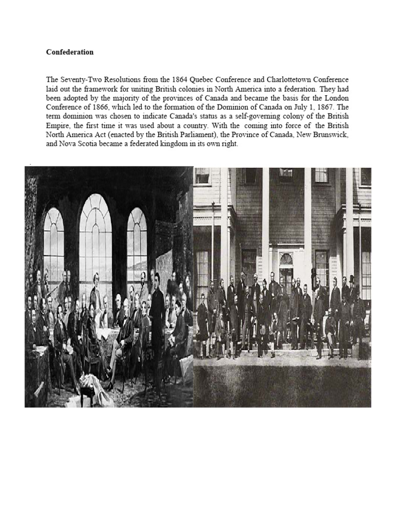 Formation of Canada's Confederation | PDF