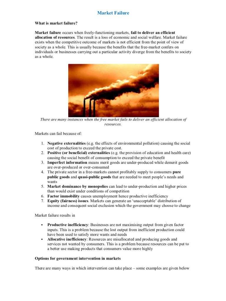 Market Failures and Government Interventions | PDF | Externality ...