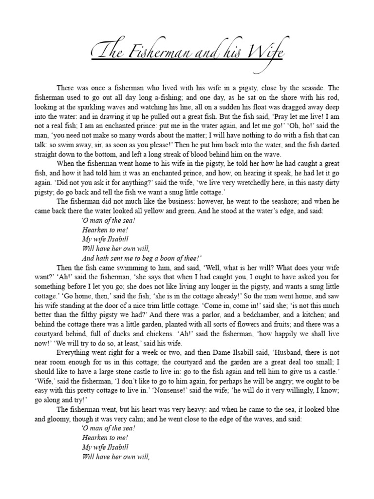 The Fisherman and His Ambitious Wife | PDF