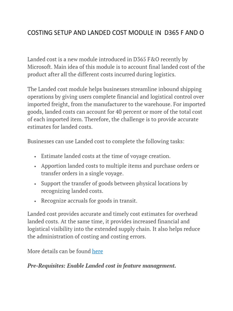 LANDED COST MODULE1 | PDF | Debits And Credits | Inventory