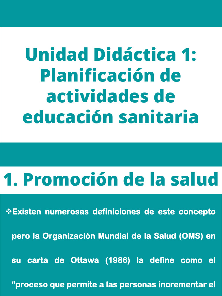 UD 1 | PDF | Educación para la salud | Promoción de la salud