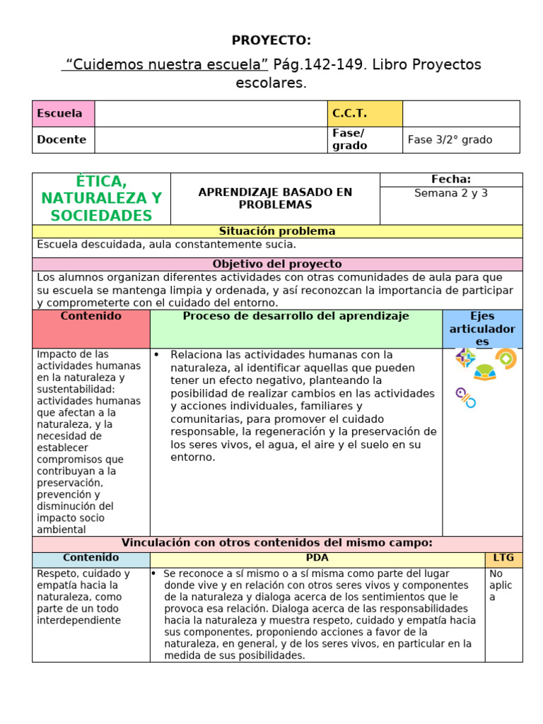 2° Proyecto Abp Cuidemos Nuestra Escuela Libro Pe | PDF | Escuelas | Salón de clases