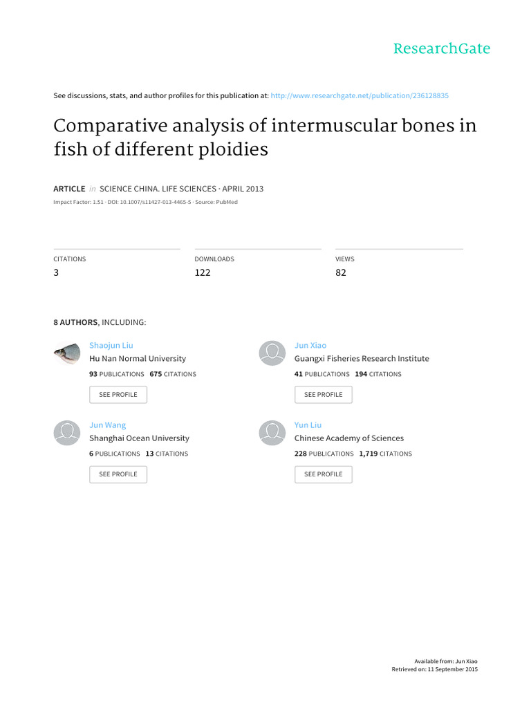 Comparative Analysis of Intermuscular Bones in Fish of Different ...