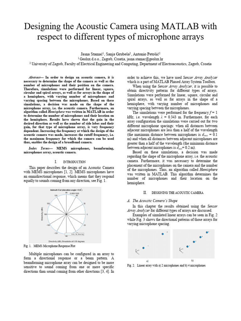 Designing The Acoustic Camera Using MATLAB With Respect To Different Types of Microphone Arrays ...