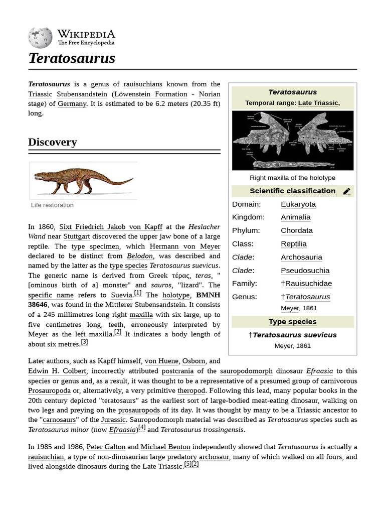Teratosaurus | PDF