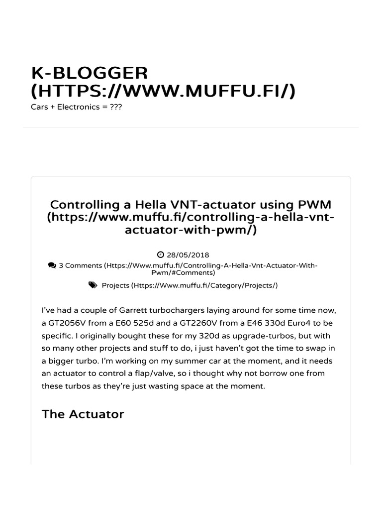 Control Hella VNT Actuator with PWM | PDF | Turbocharger | Arduino