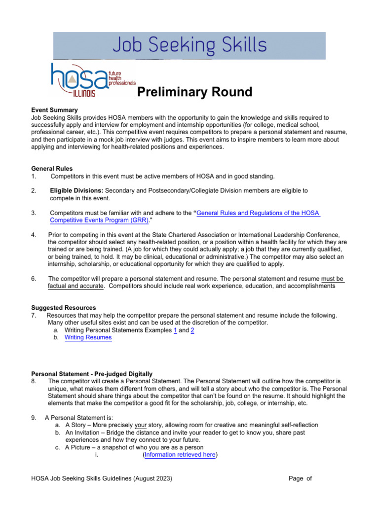 24-25 Job Seeking Skills Prelims | PDF