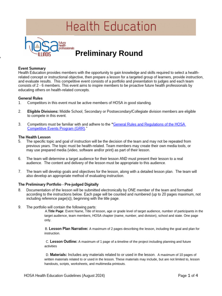 HOSA Health Education Event | PDF | Lesson Plan | Human Communication