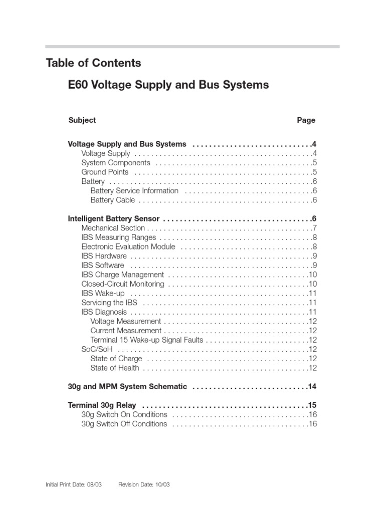 10_E60 Voltage Supply and Bus Systems | PDF | Relay | Resistor