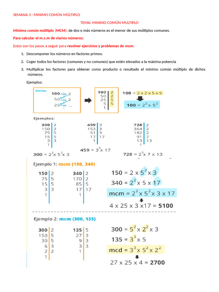 TEMA 3 MINIMO COMUN MULTIPLO | PDF