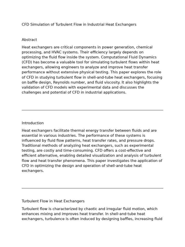 CFD Simulation of Turbulent Flow in Industrial Heat | PDF | Computational Fluid Dynamics | Fluid ...