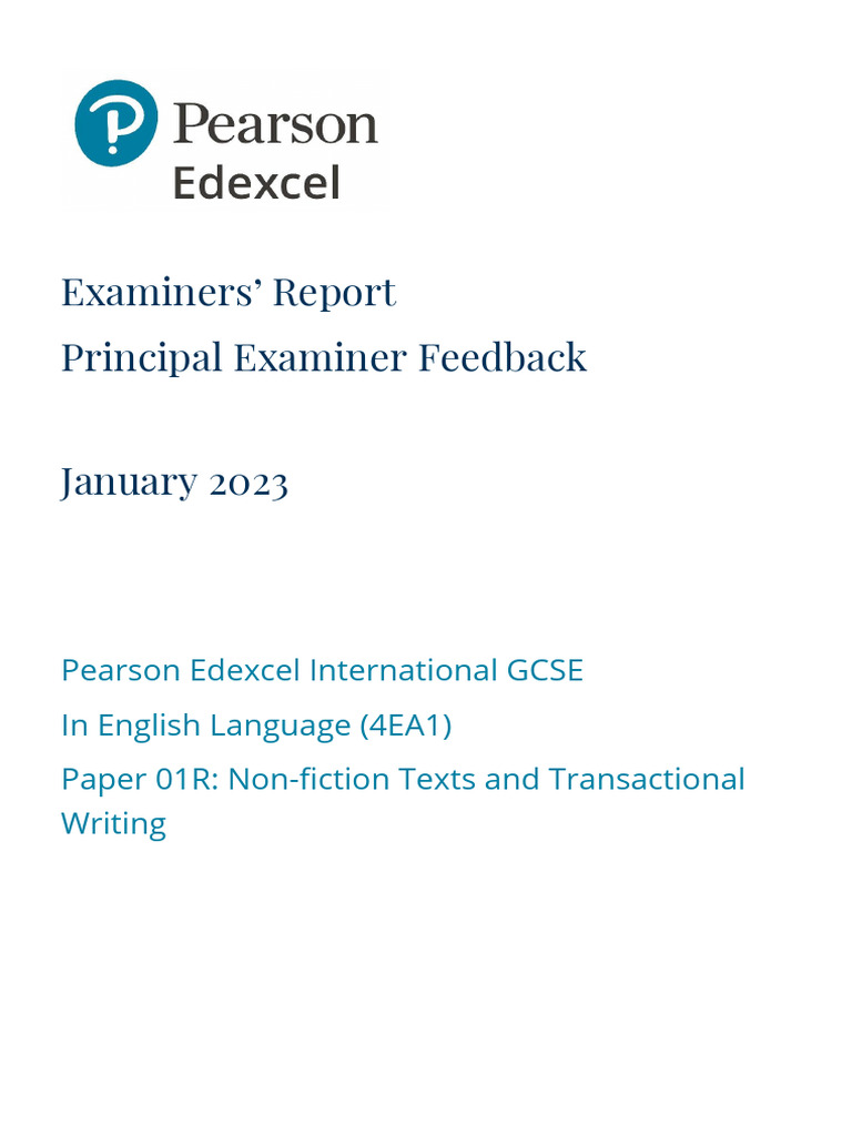 4ea1-01r-Pef-20230302 Eng Paper1R 2023 Edexcel Pearson IGCSE | PDF ...