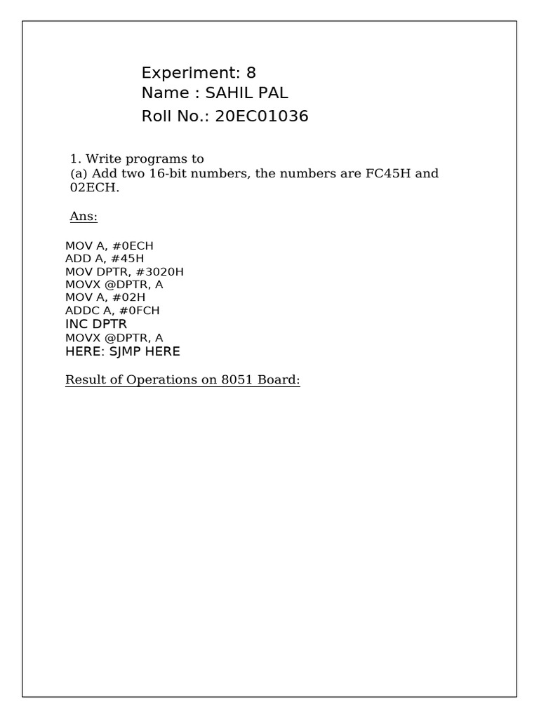 8051 Assembly Programming Guide | PDF