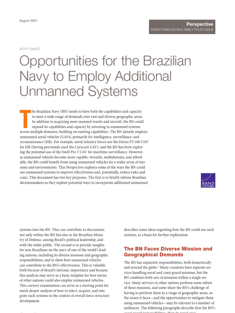 Enhancing Brazilian Navy with Unmanned Systems | PDF | Unmanned Aerial ...
