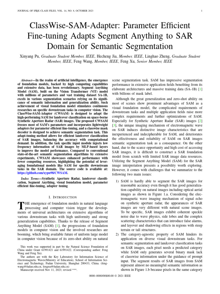 ClassWise SAM Adapter | PDF | Image Segmentation | Computational ...