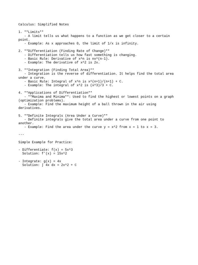 Calculus Simplified Notes | PDF