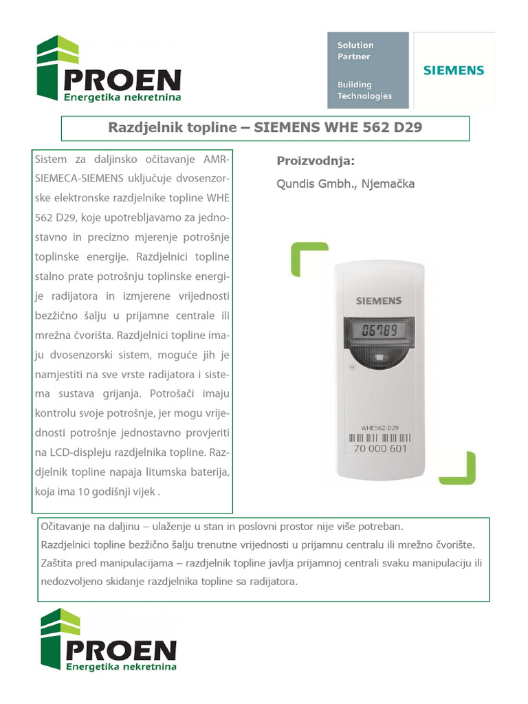 Razdjelnik Topline Whe 562d29 Ver. 1.1 | PDF